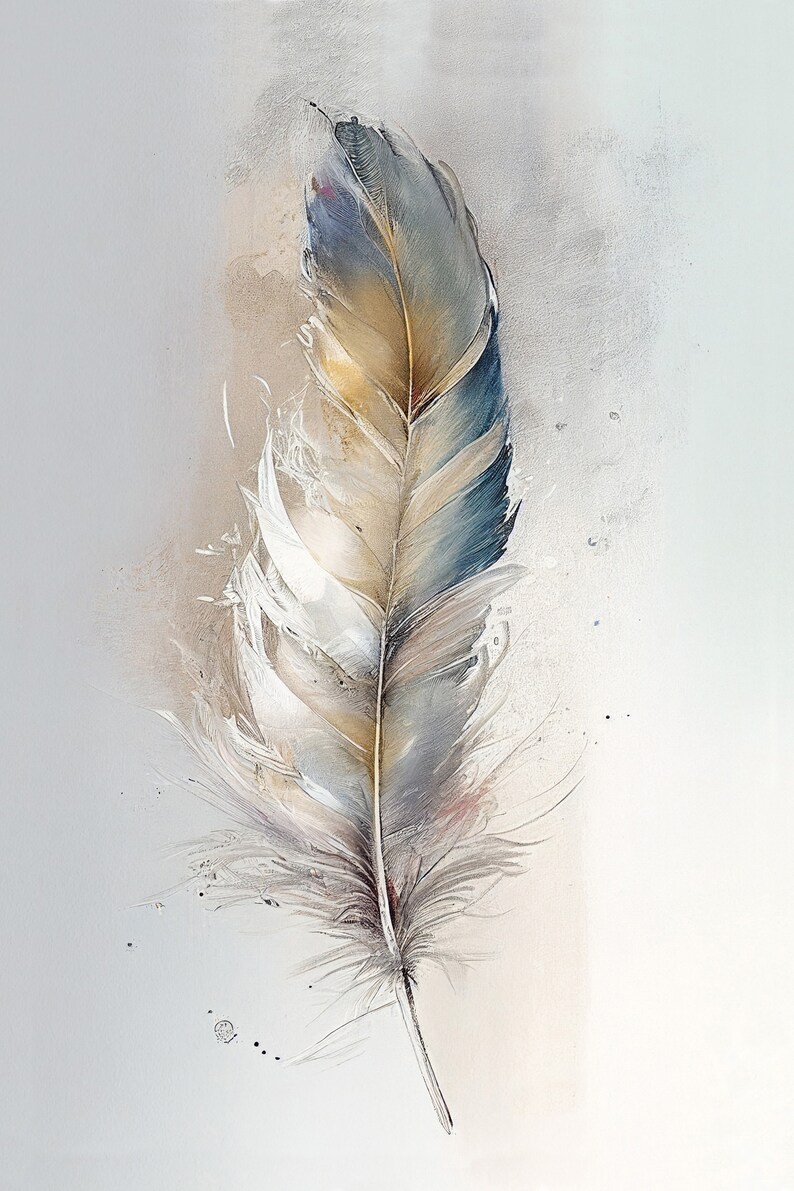 White Feather Art Print Vibrant Watercolor Painting Colorful - Etsy