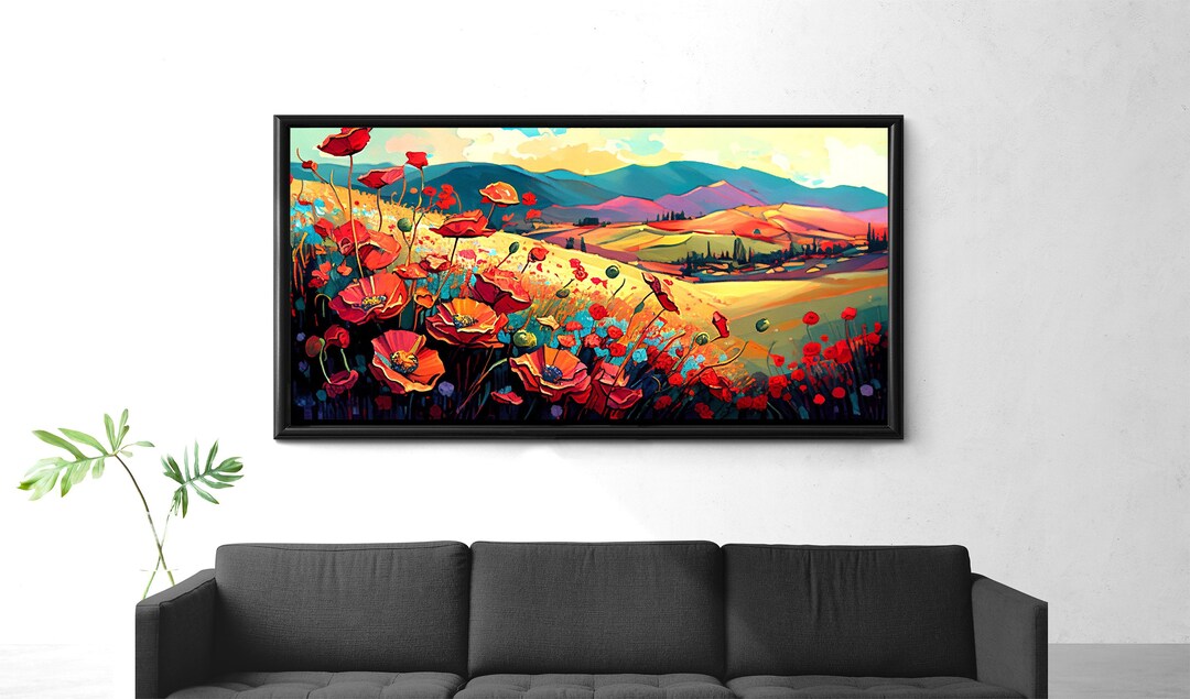 Field of Poppies Landscape Art Print, Colorful Wall Art, Stunning ...