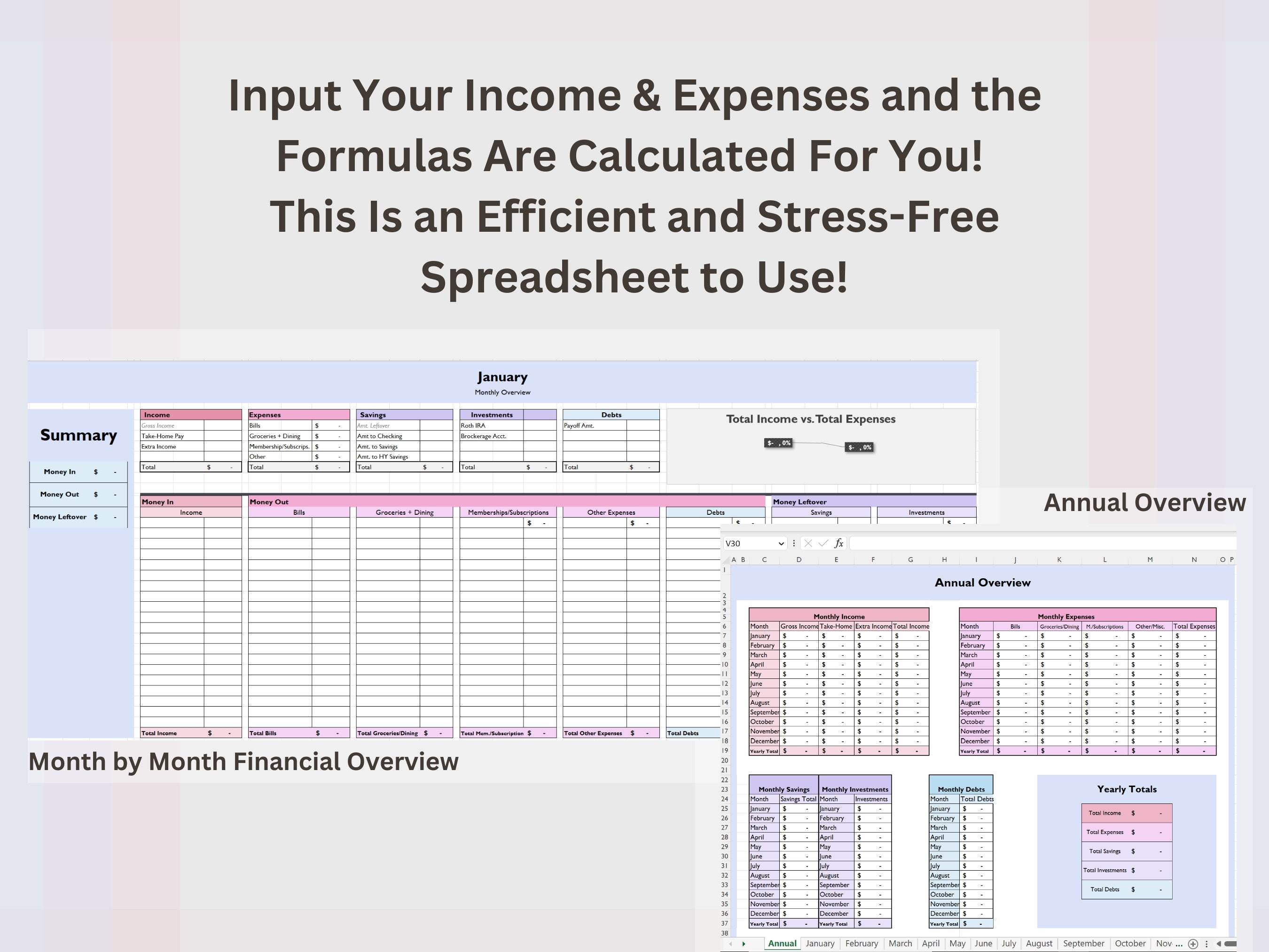 Personal Budget Spreadsheet Template | Excel | Google Sheets | Finance ...