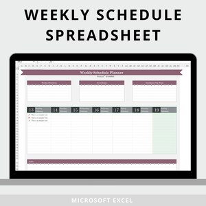 Weekly Schedule Spreadsheet | Digital Weekly Schedule Planner | Weekly ...