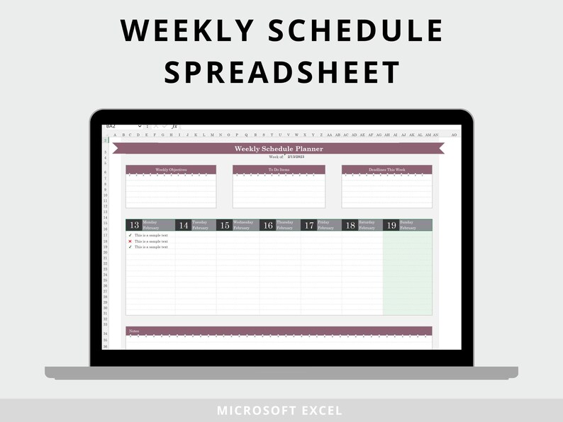 Weekly Schedule Spreadsheet | Digital Weekly Schedule Planner | Weekly Schedule Tracker | Weekly ...