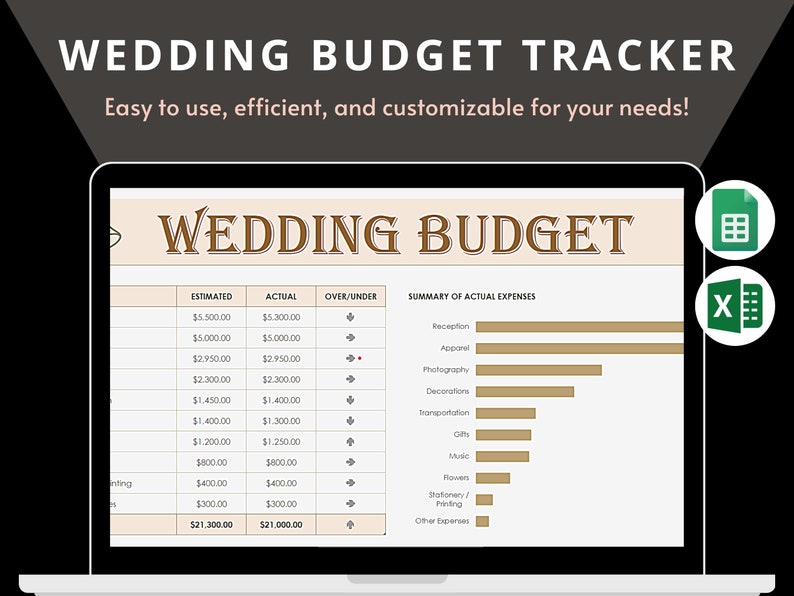 Wedding Budget Spreadsheet Planner | Excel | Google Sheets | Wedding ...