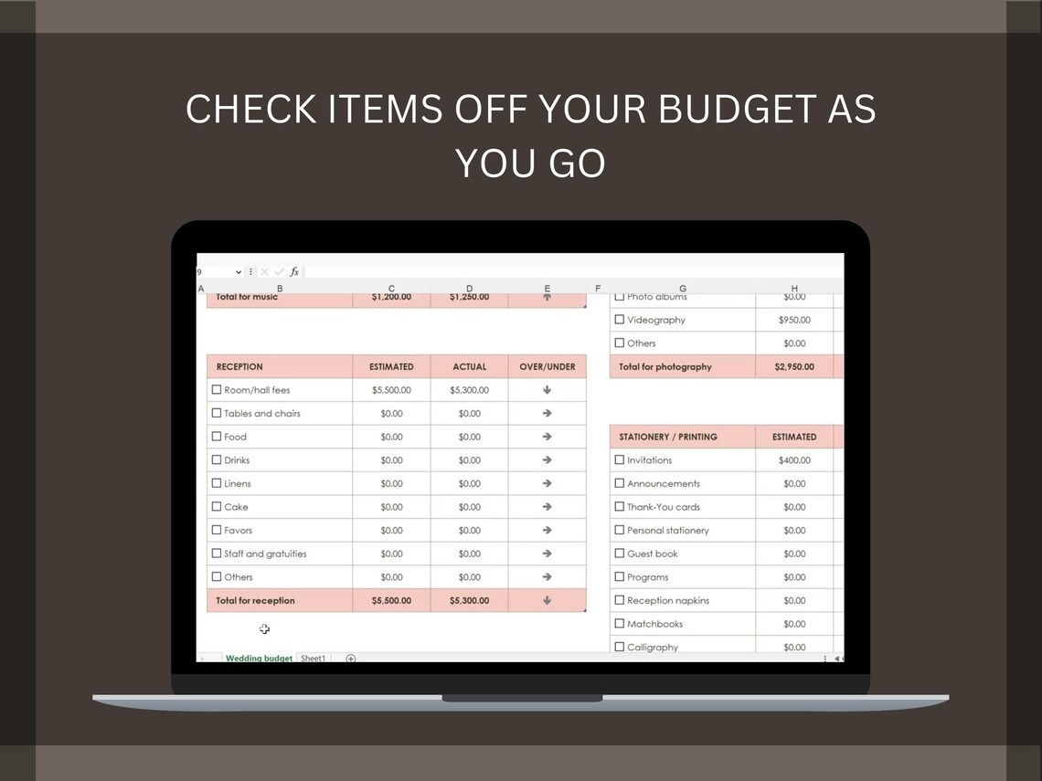 Wedding Budget Spreadsheet Planner | Excel | Google Sheets | Wedding ...