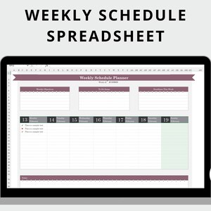 Weekly Schedule Spreadsheet | Weekly Schedule Planner | Weekly Schedule ...