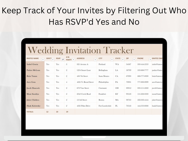 Wedding Invitation Tracker | Wedding Invite | Excel | Wedding ...