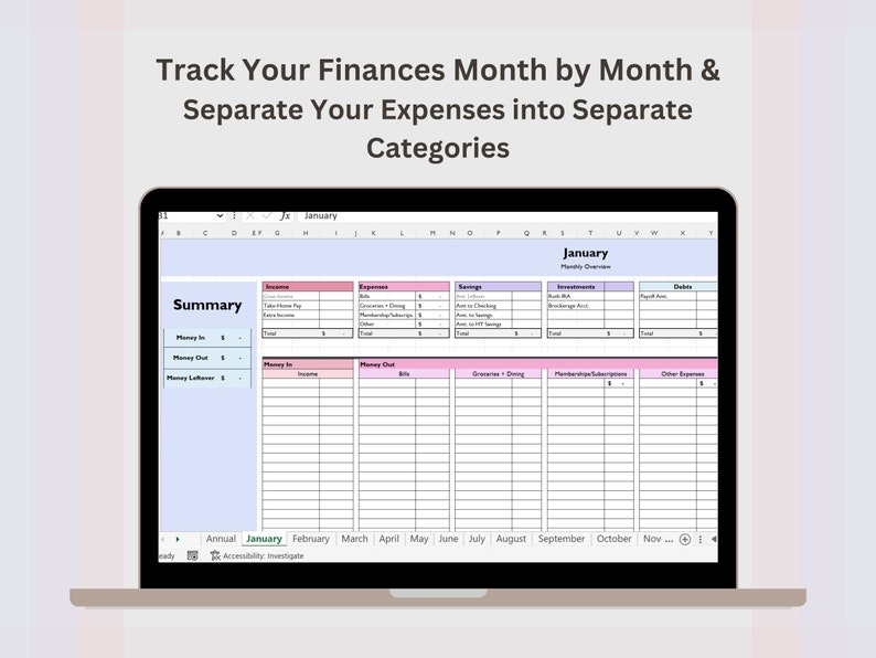 Deluxe Monthly/annual Budget Spreadsheet Tracker | Excel | Google ...