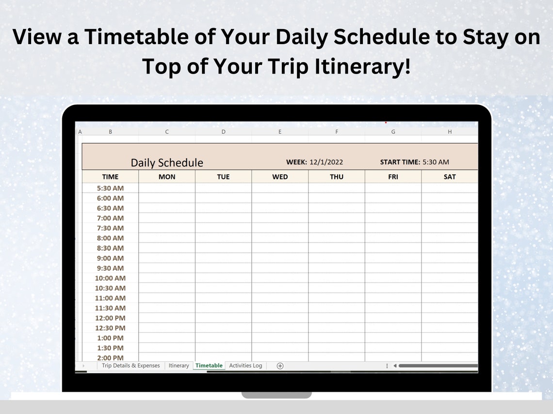 Trip Planner Spreadsheet | Excel | Google Sheets | Trip Overview ...