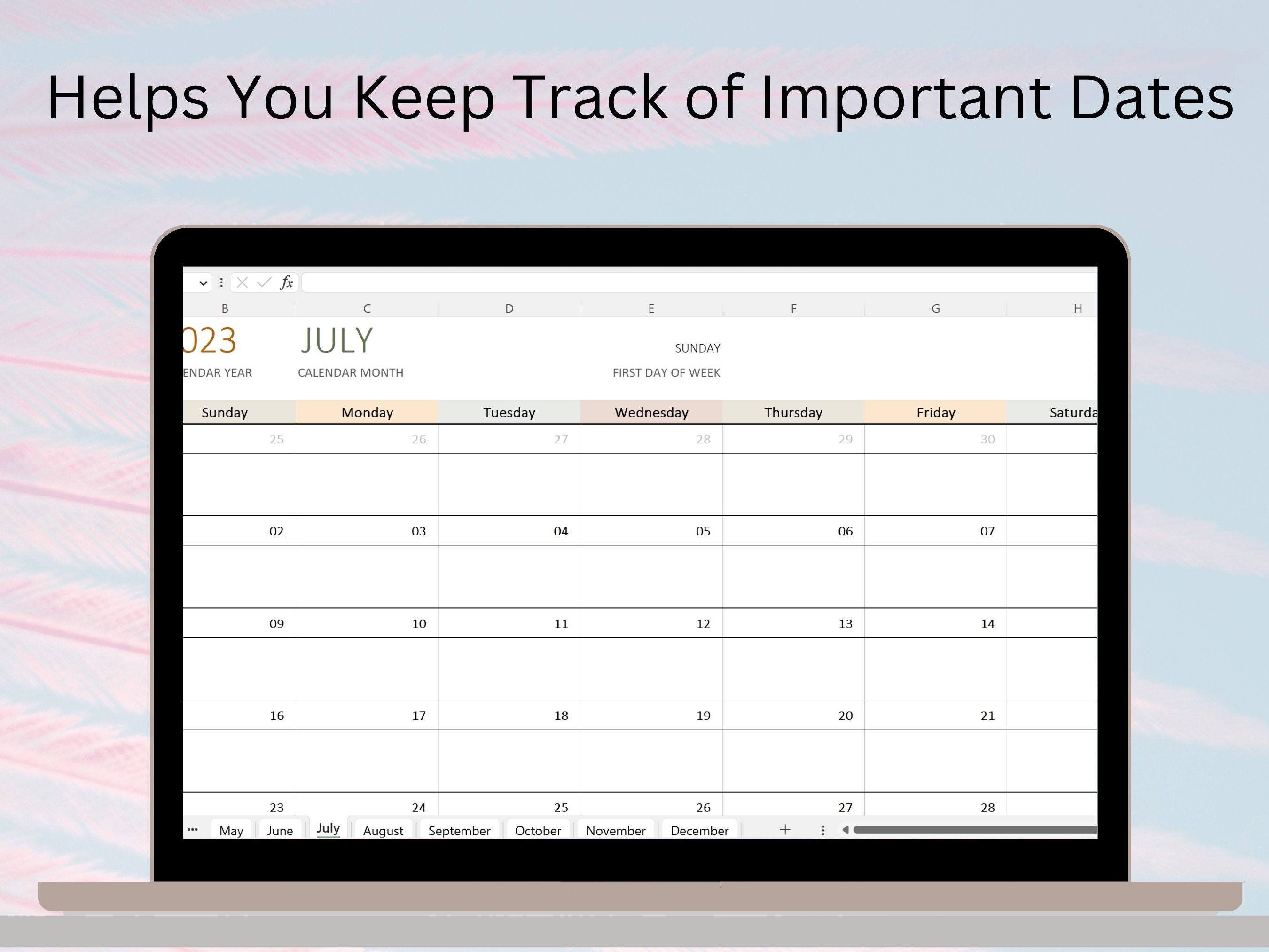 Monthly Calendar | Excel Spreadsheet | Monthly Planner | Yearly Planner ...