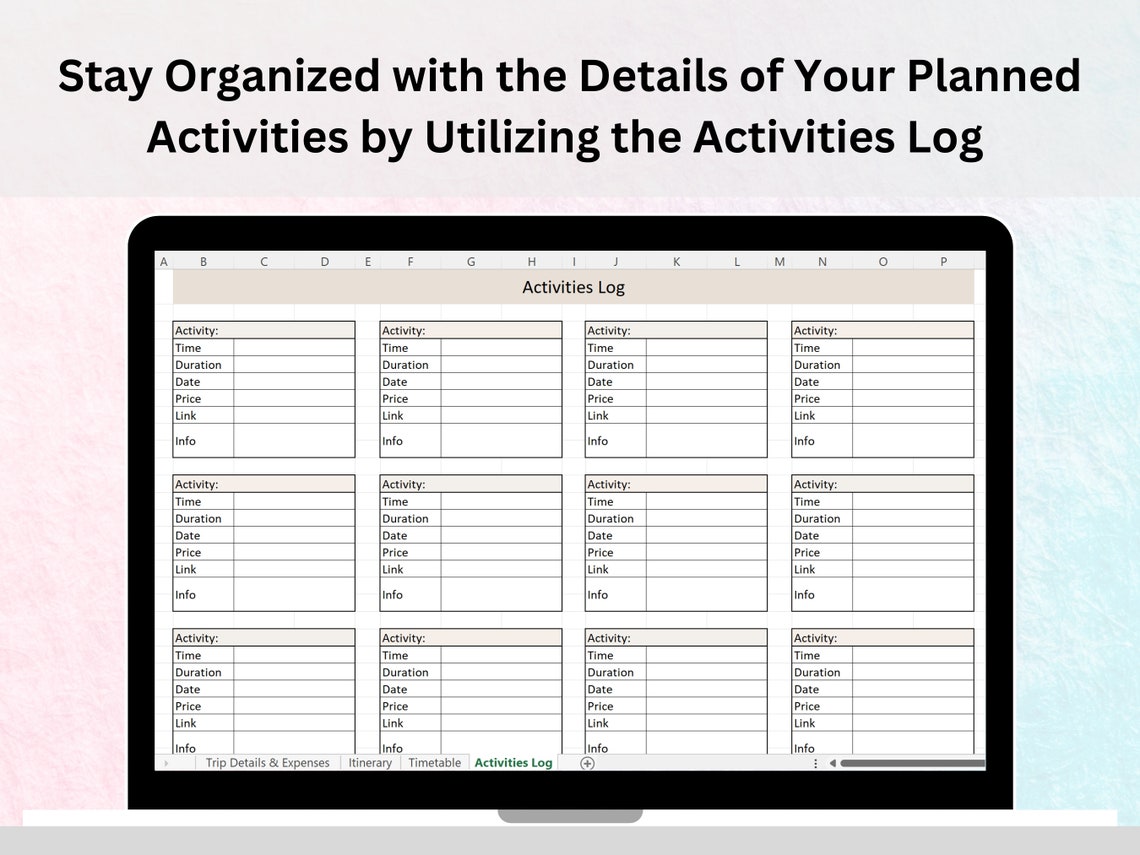 Trip Planner Spreadsheet | Excel | Google Sheets | Trip Overview ...