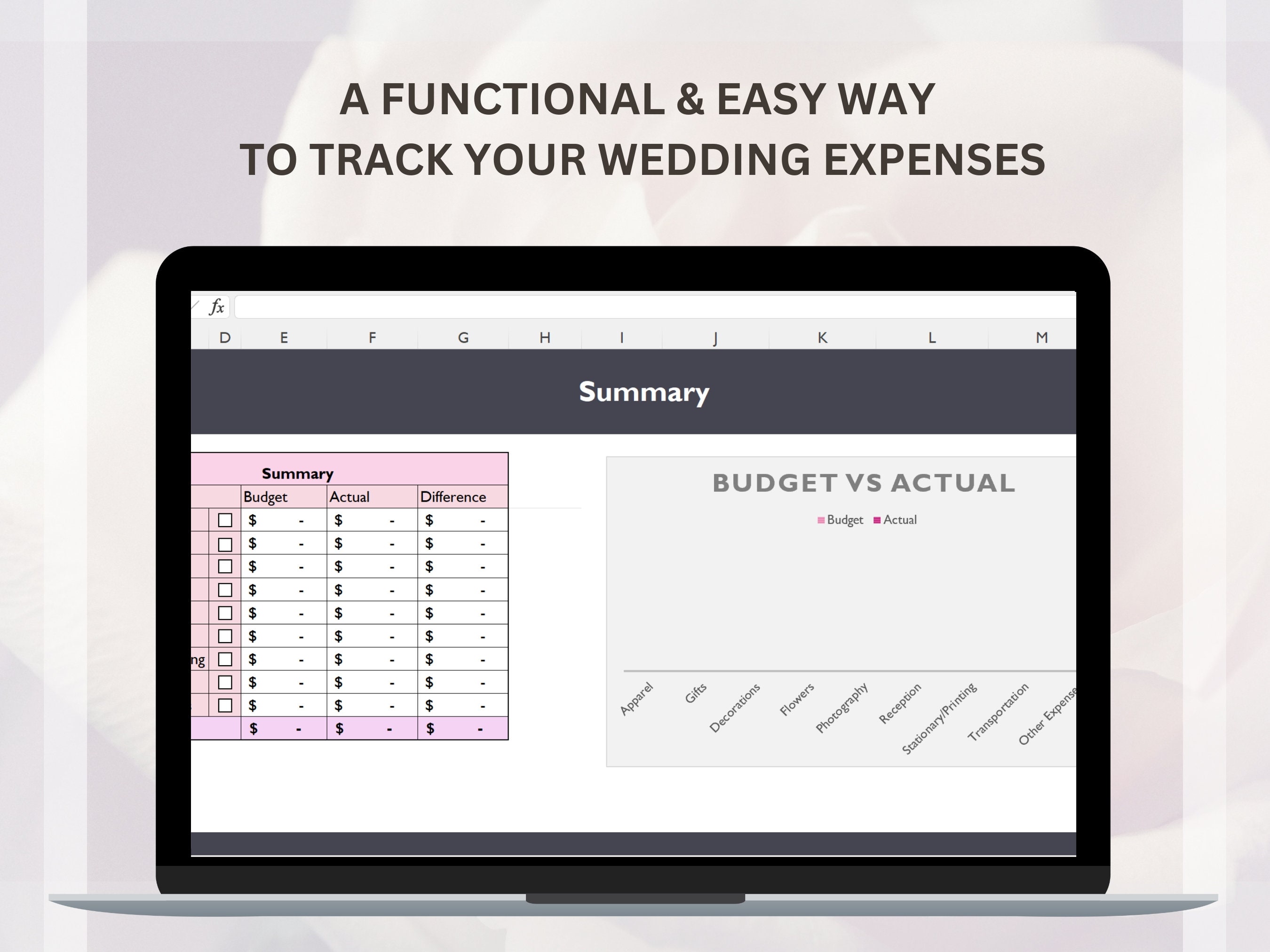 Deluxe Wedding Budget Spreadsheet | Excel Template | Wedding Budget ...