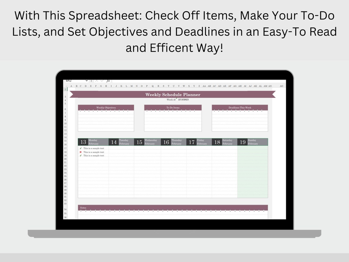 Weekly Schedule Spreadsheet | Weekly Schedule Planner | Weekly Schedule ...
