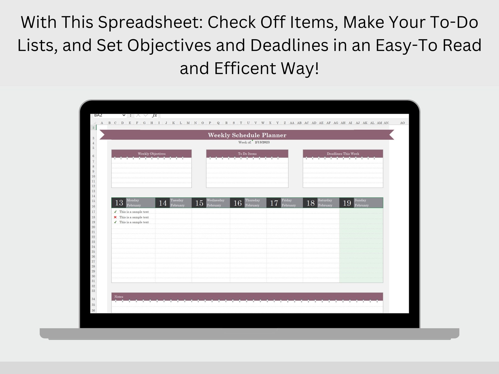 Weekly Schedule Spreadsheet | Weekly Schedule Planner | Weekly Schedule ...