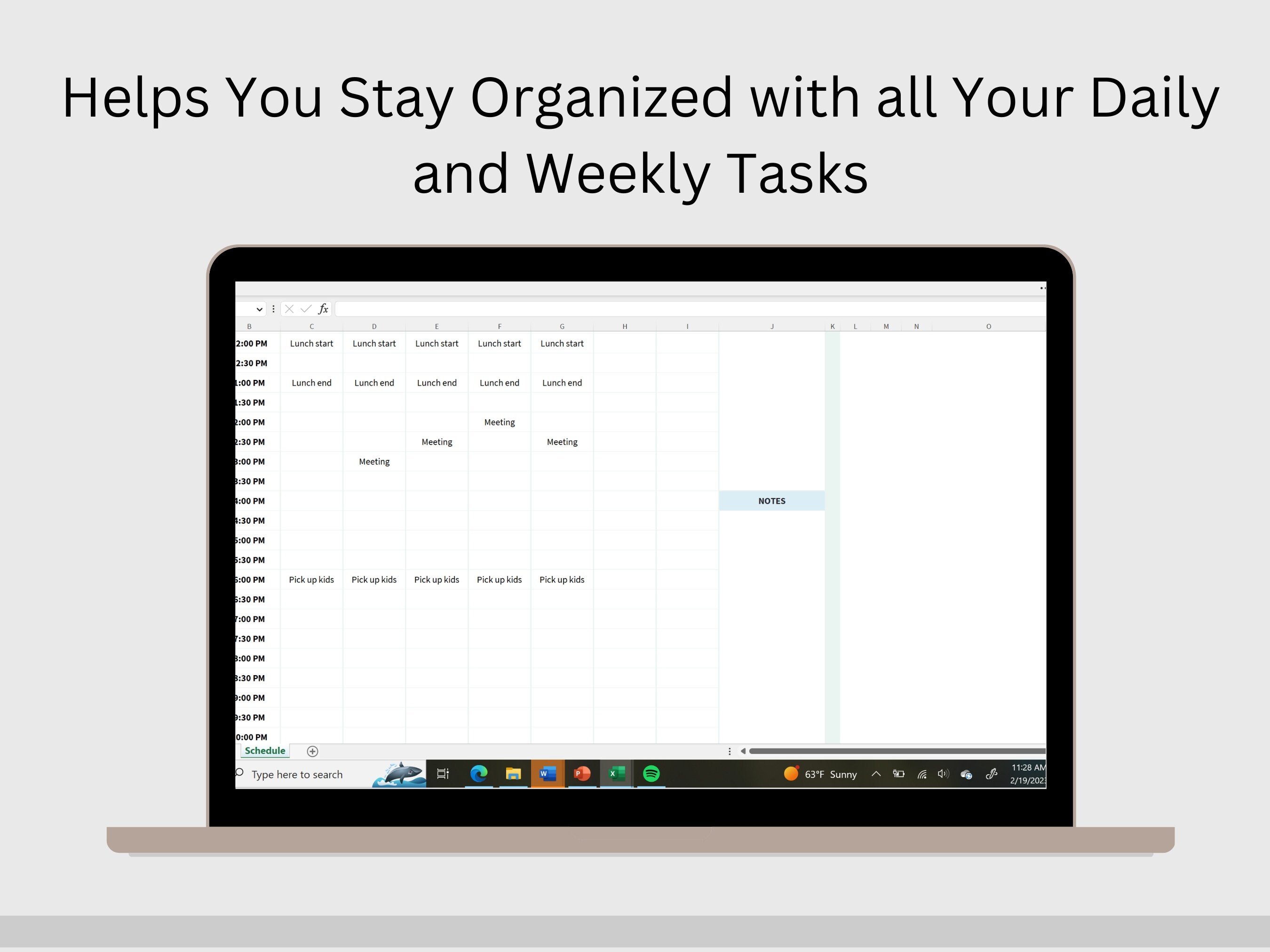 Daily Schedule Spreadsheet | Daily Planner | Daily Schedule Template ...