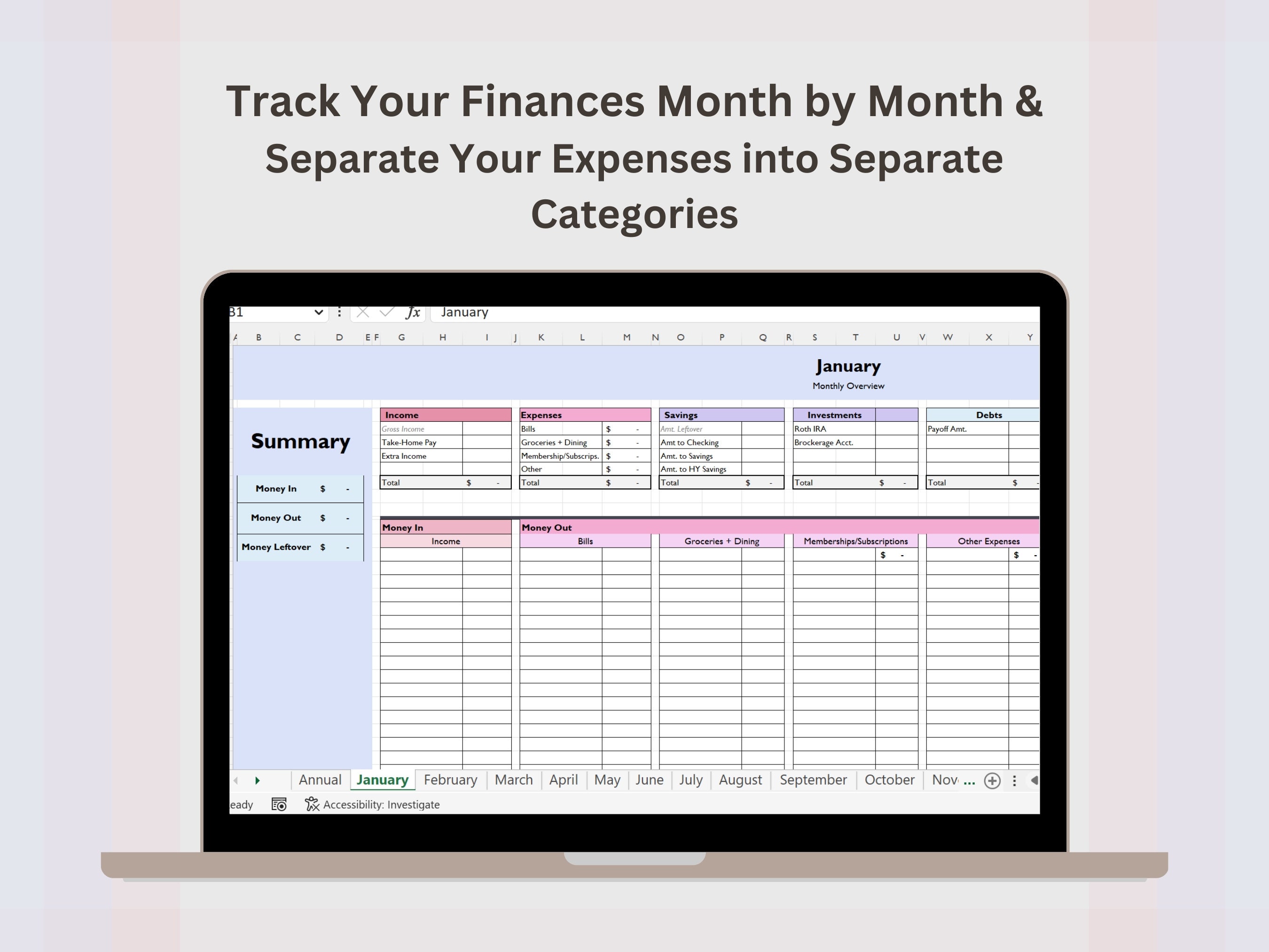 Personal Budget Spreadsheet Template | Excel | Google Sheets | Finance ...