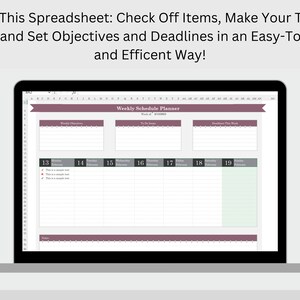 Weekly Schedule Spreadsheet | Digital Weekly Schedule Planner | Weekly ...