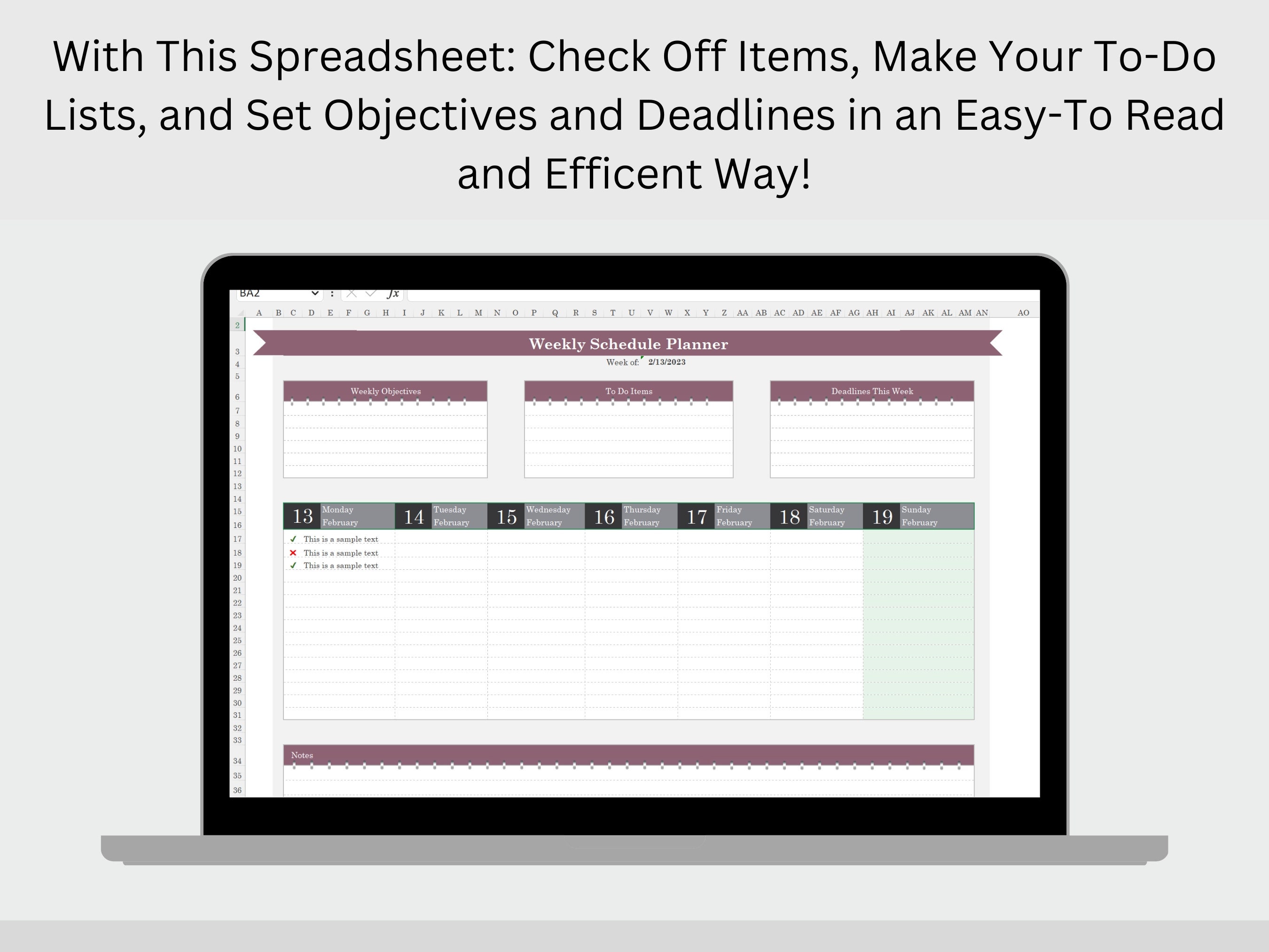 Weekly Schedule Spreadsheet Digital Weekly Schedule Planner Weekly ...
