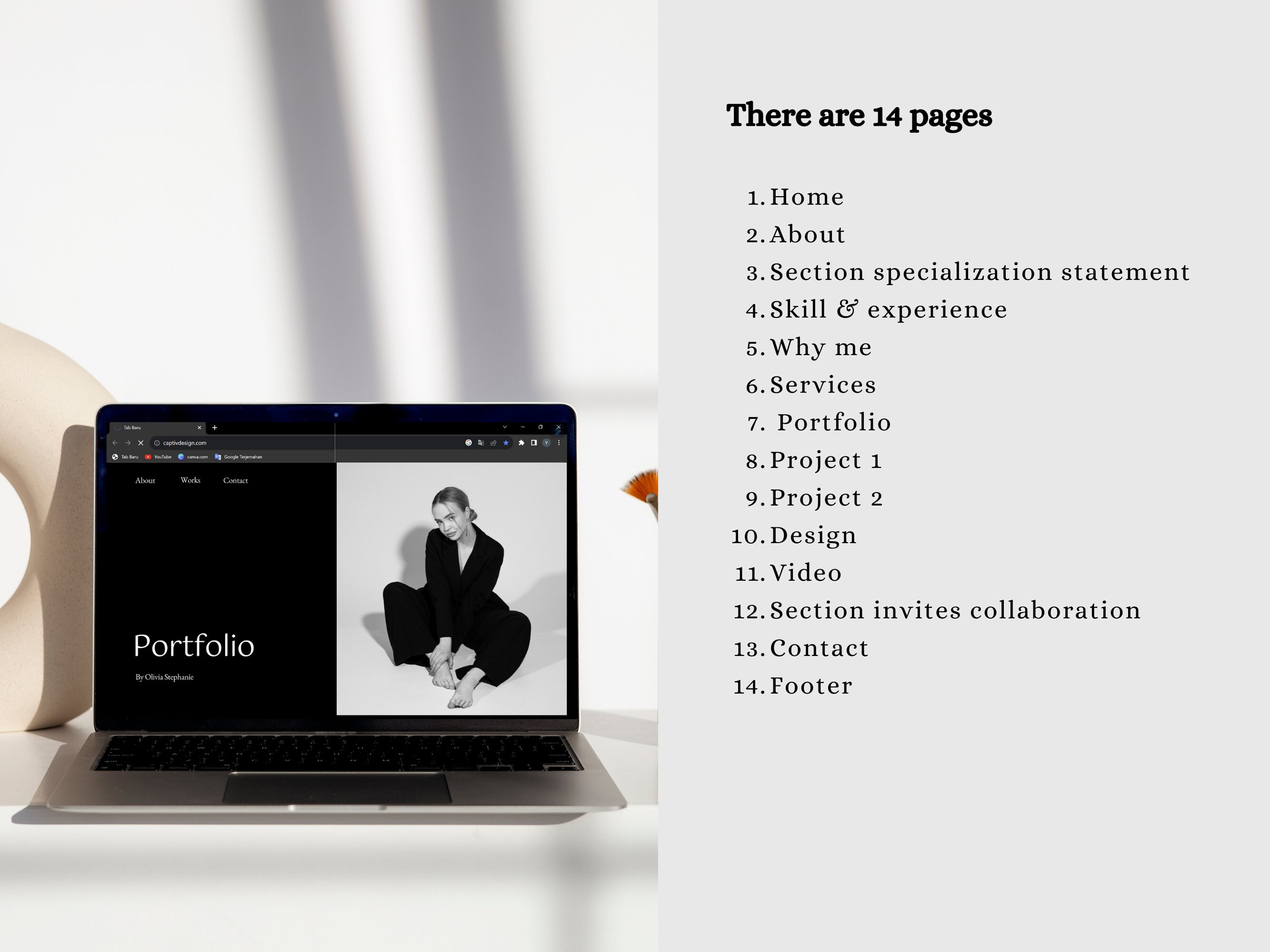 Personal Portfolio Website Template, Digital Designer Portfolio, Canva Website, Landing Page - Etsy