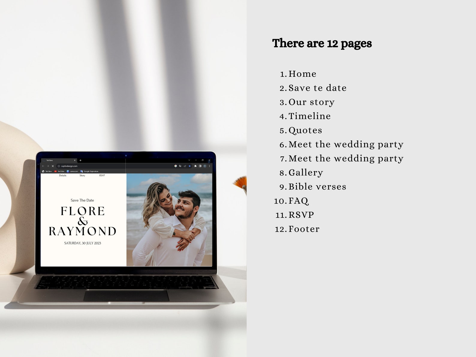 Wedding Website Canva Template, Aesthetic Design, Minimalist Wedding ...