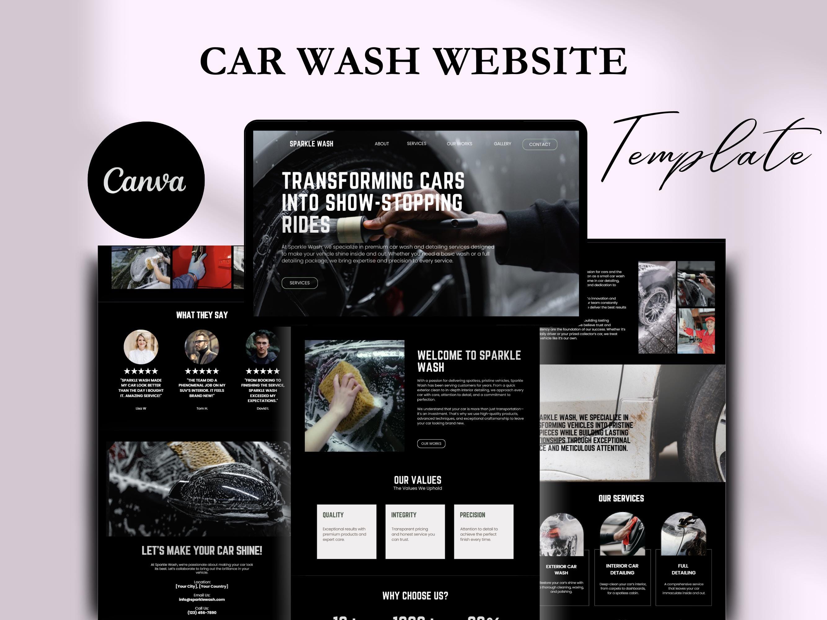 Car Wash Canva Website Template: Auto Detailing & Car Coating Bussines ...