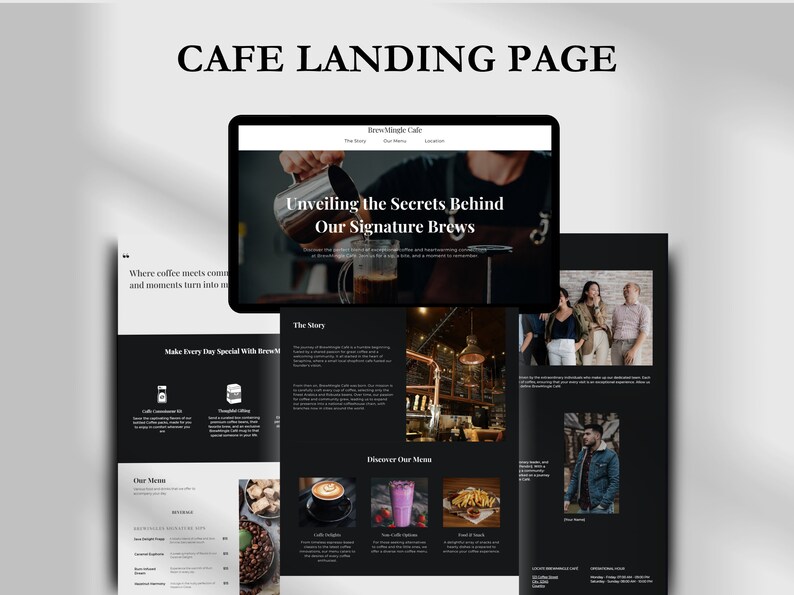 Cafe Landing Page Canva Template, Coffee Shop Website Design, Website ...