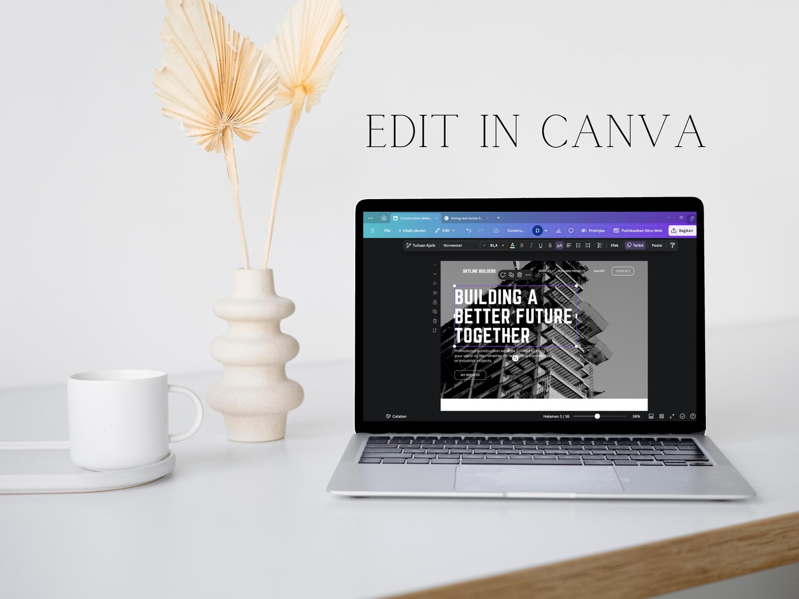 Construction Canva Website Template, Builder Website Canva Template ...