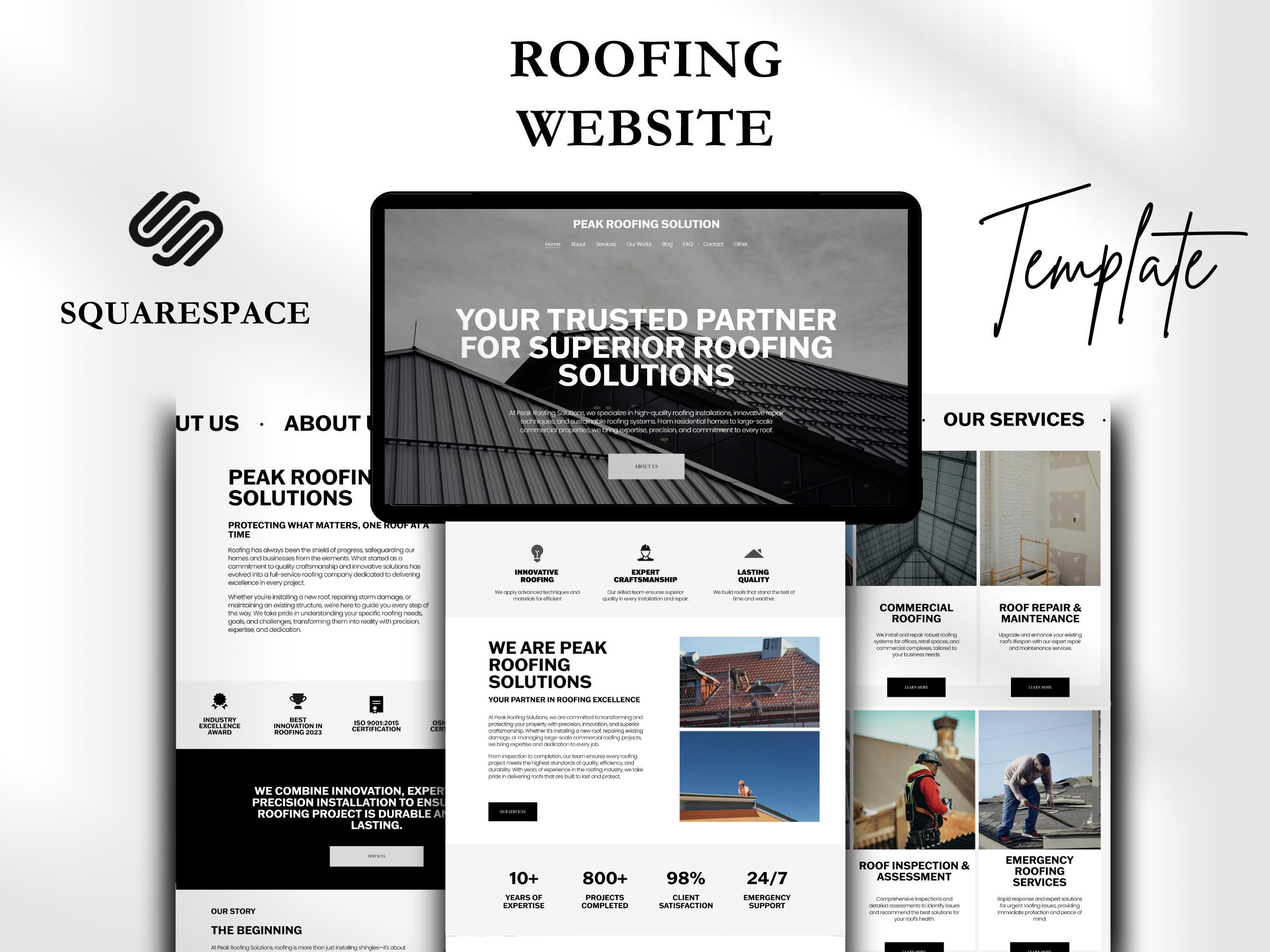 Roofing Website Squarespace Template, Roofing Template, Roofer ...