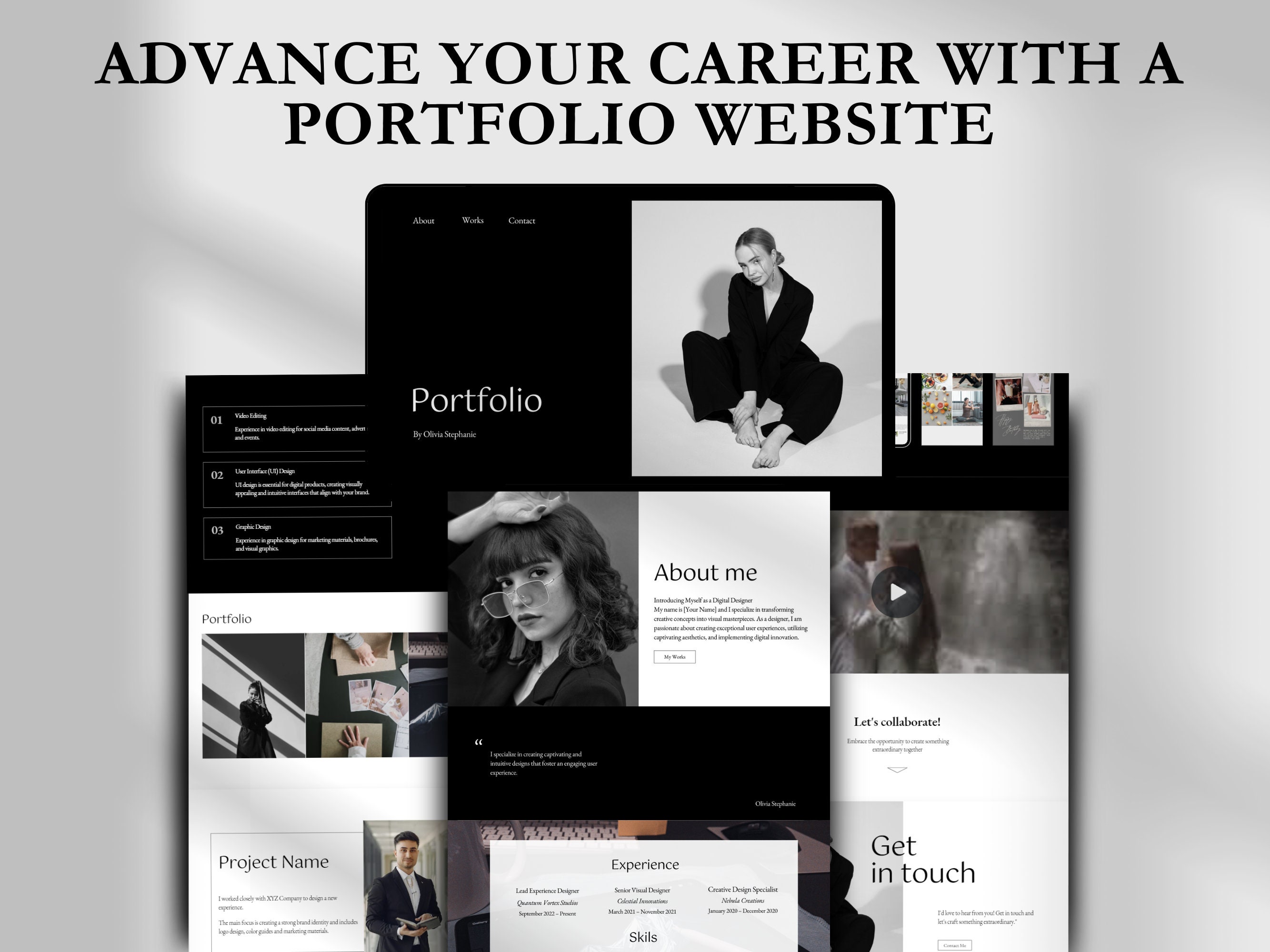 Personal Portfolio Website Template, Digital Designer Portfolio, Canva Website, Landing Page - Etsy