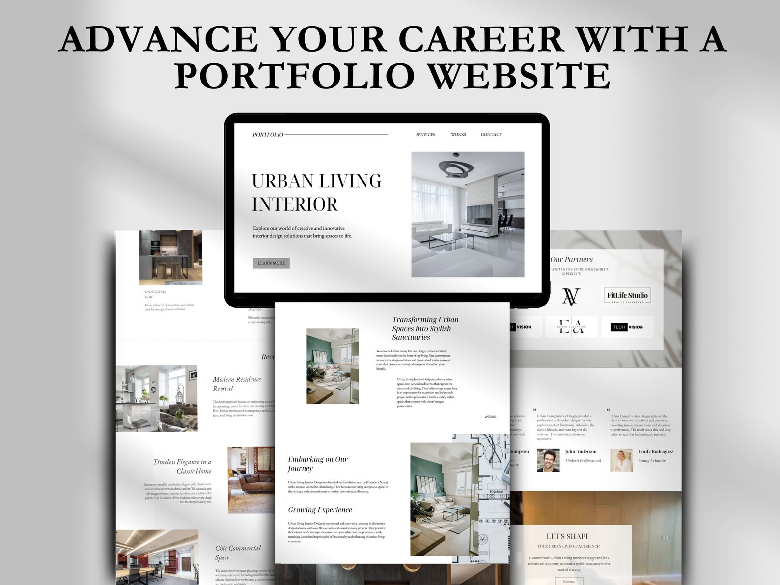 Interior Designer Portfolio Website Template, Canva Website, Perfect ...