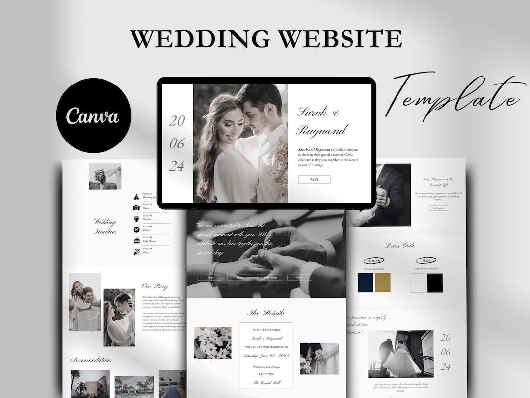 Canva Wedding Website Template, Romantic Minimalist Canva Wedding Page ...