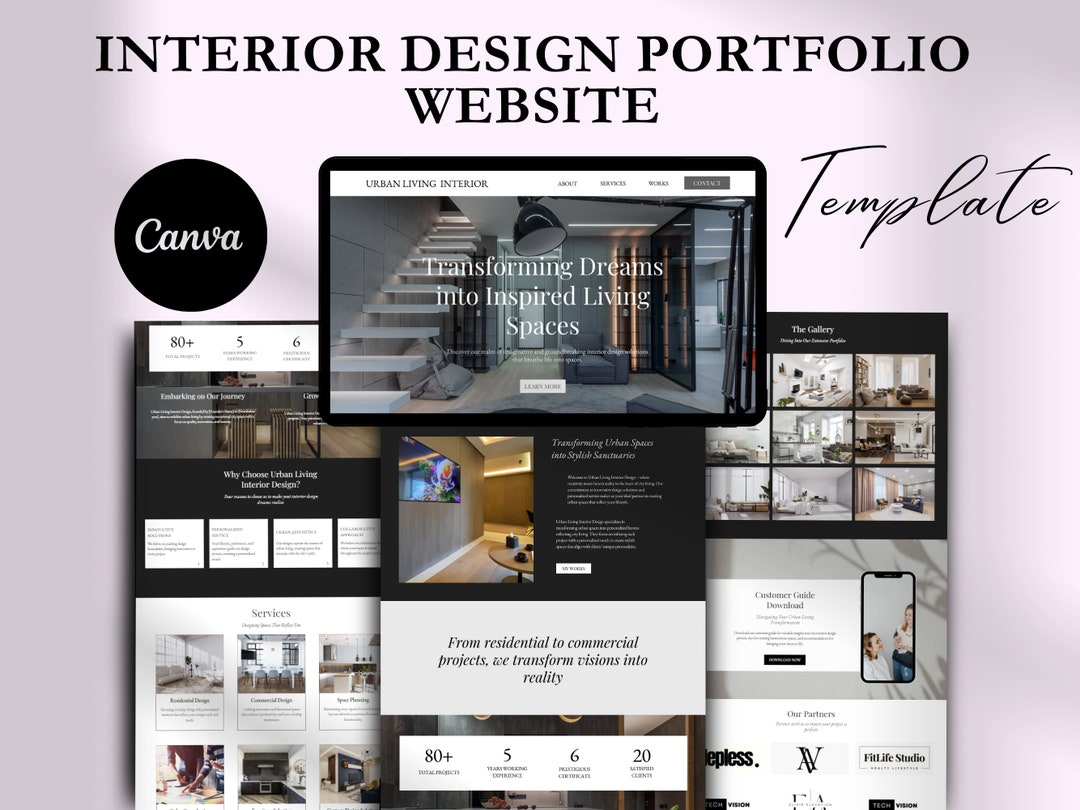 Interior Design Canva Website Template: Portfolio for Architects ...