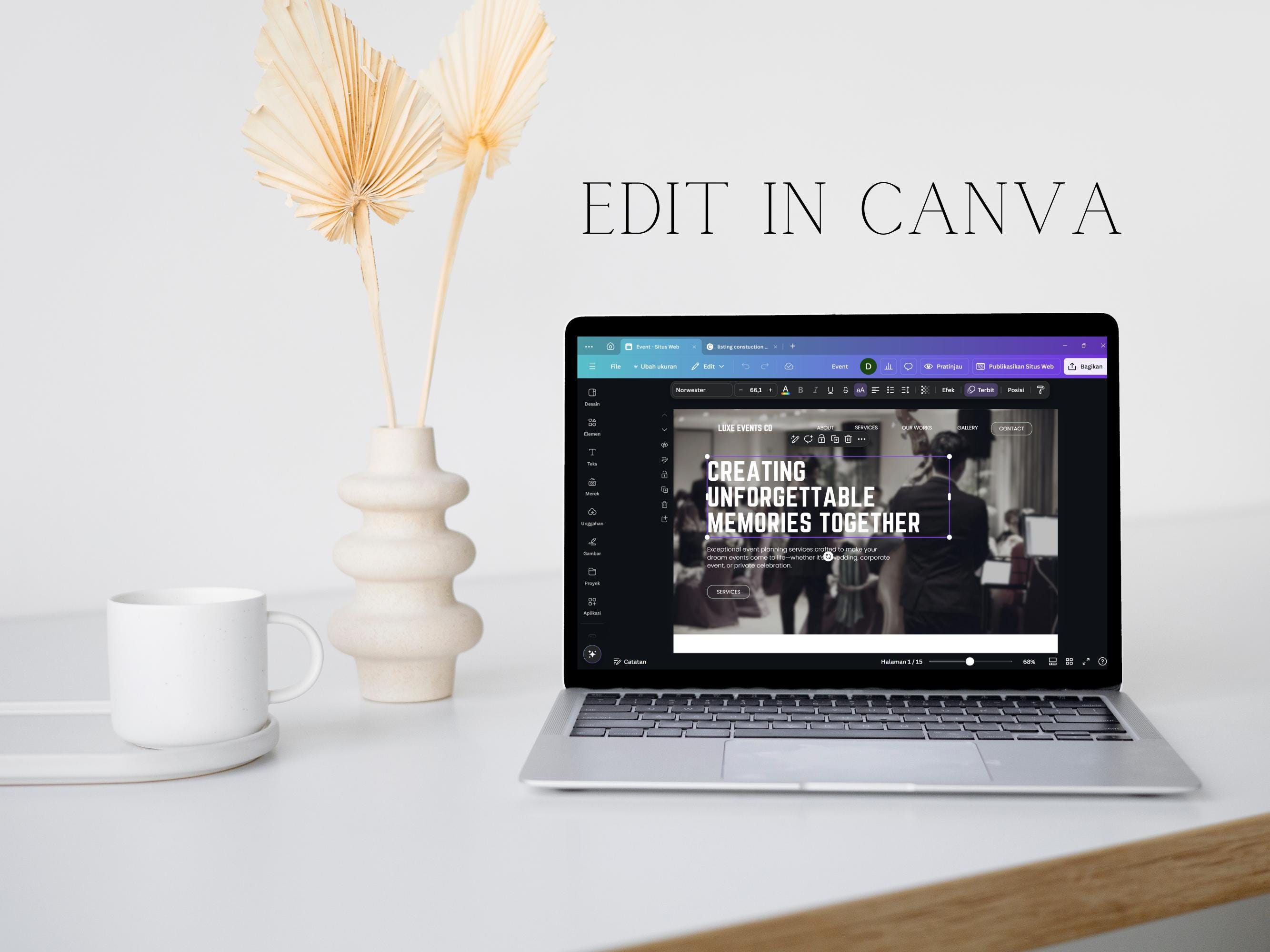 Event Planner Canva Website Template: Wedding & Event Organizer - Etsy