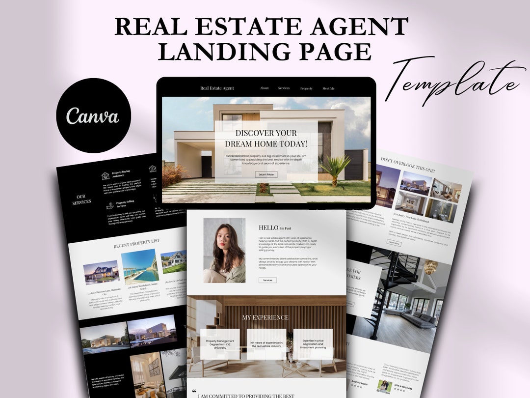 Real Estate Agent Canva Website Template, Professional Realtor Website ...