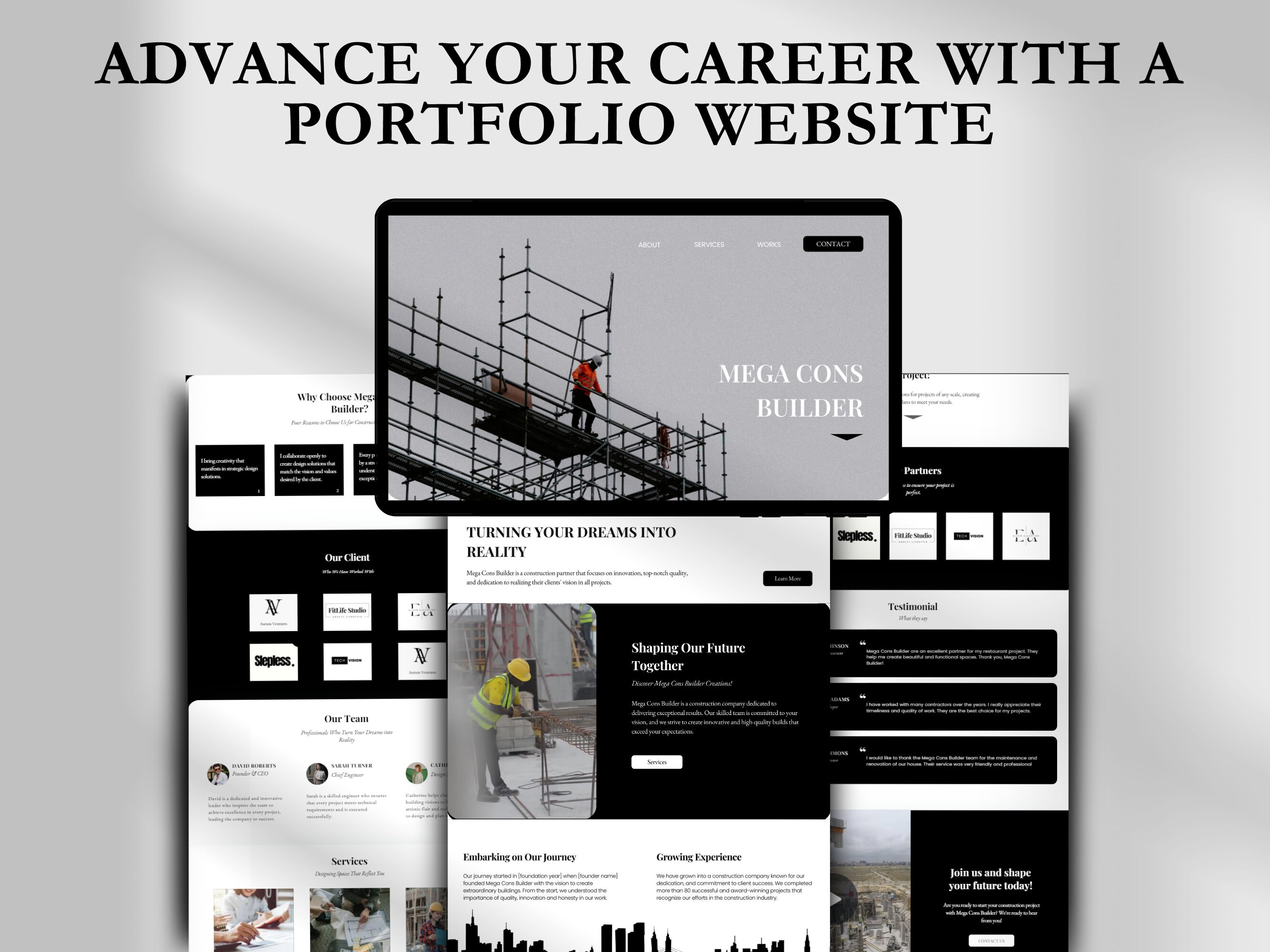 Construction Canva Website Template: Company Profile Landing Page for ...
