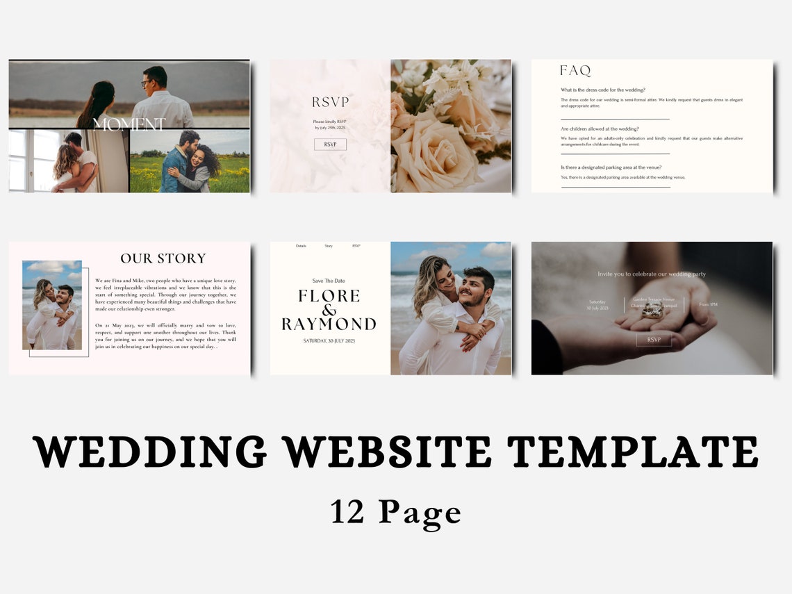 Wedding Website Canva Template, Aesthetic Design, Minimalist Wedding ...
