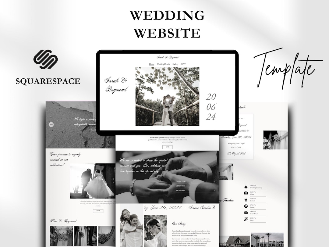 Wedding Website Squarespace Template Online Wedding RSVP Website ...