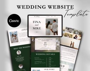 Wedding Website Canva Template, Aesthetic Design, Minimalist Wedding ...
