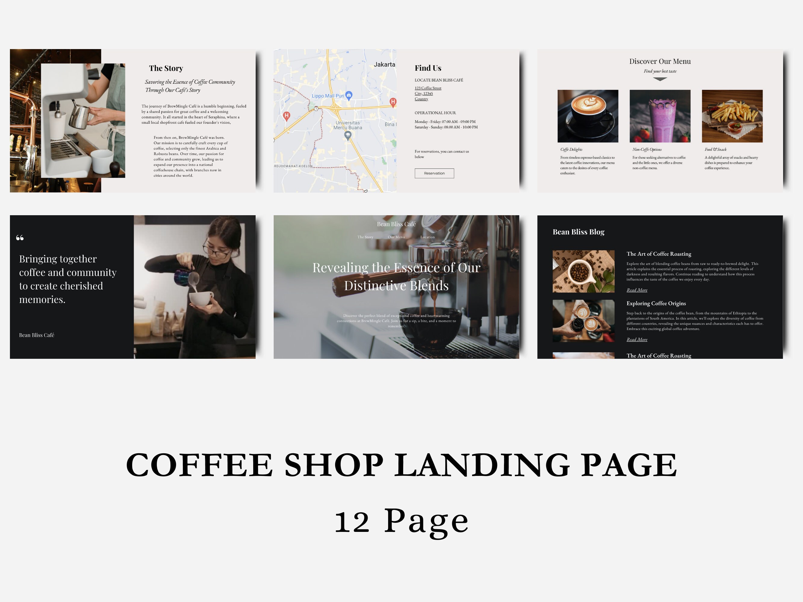 Cafe Website Template: Canva Landing Page for Coffee Shops ...