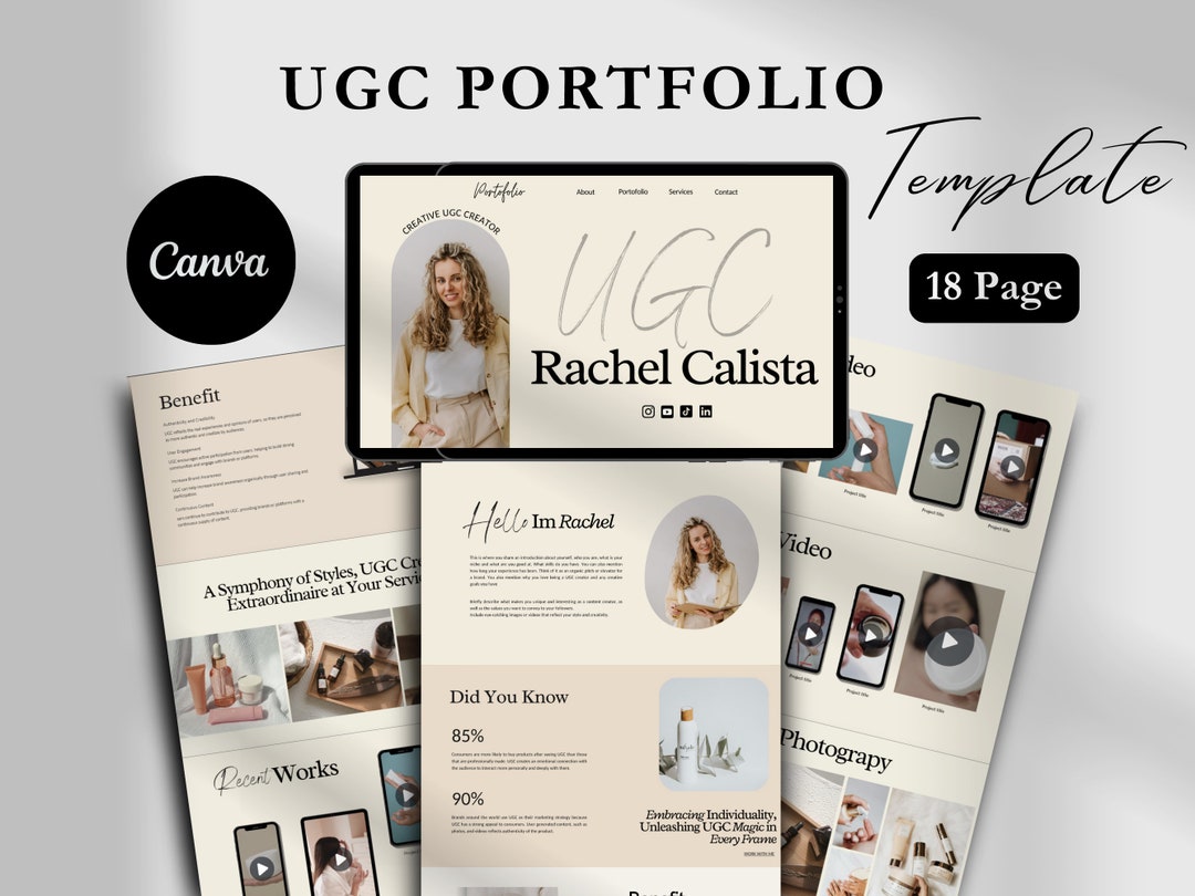 UGC Portfolio Template Canva, Canva Website, Landing Page, Portfolio ...