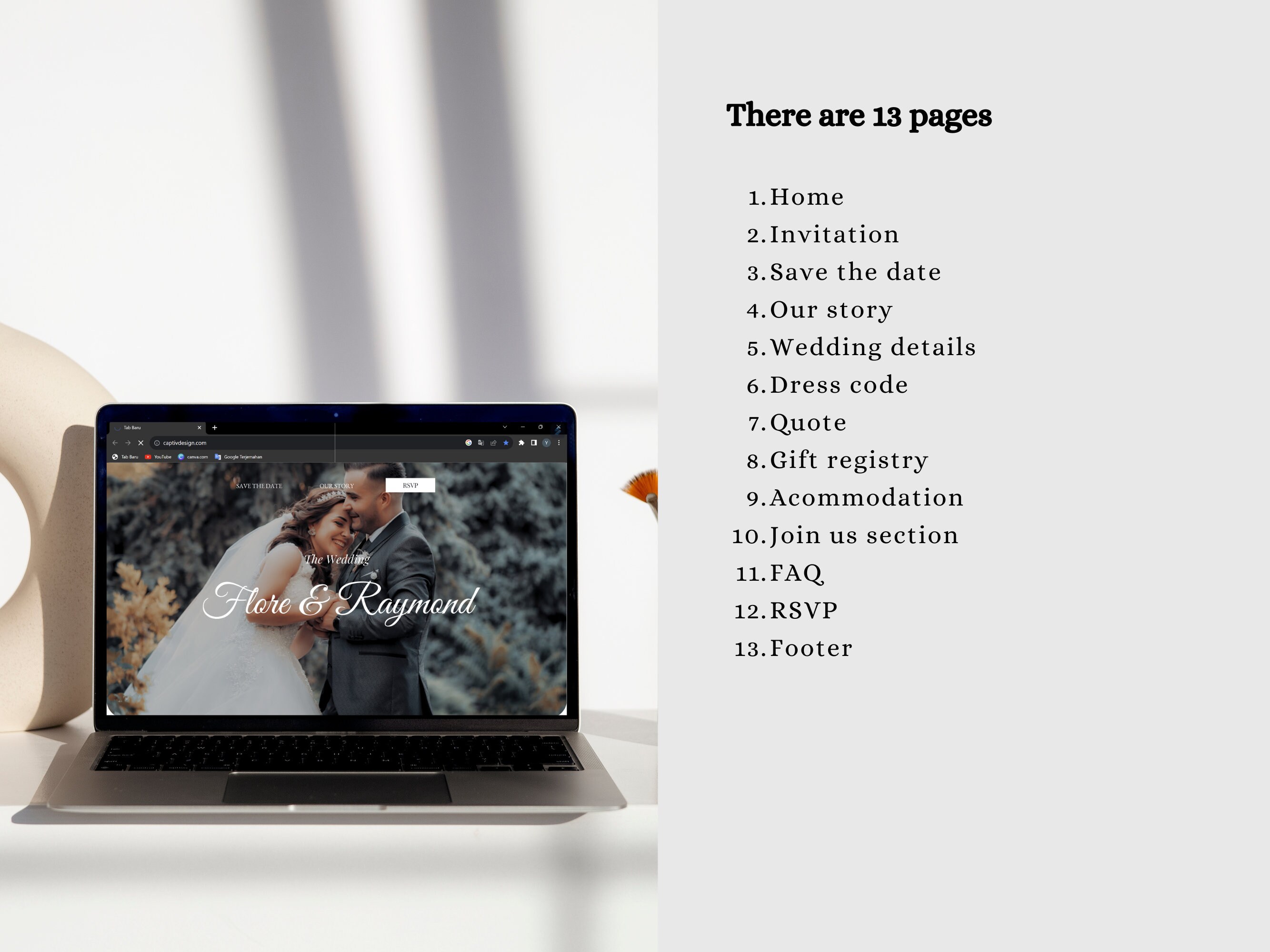Wedding Website Template, Canva Website, Digital Invitation, Minimalist ...