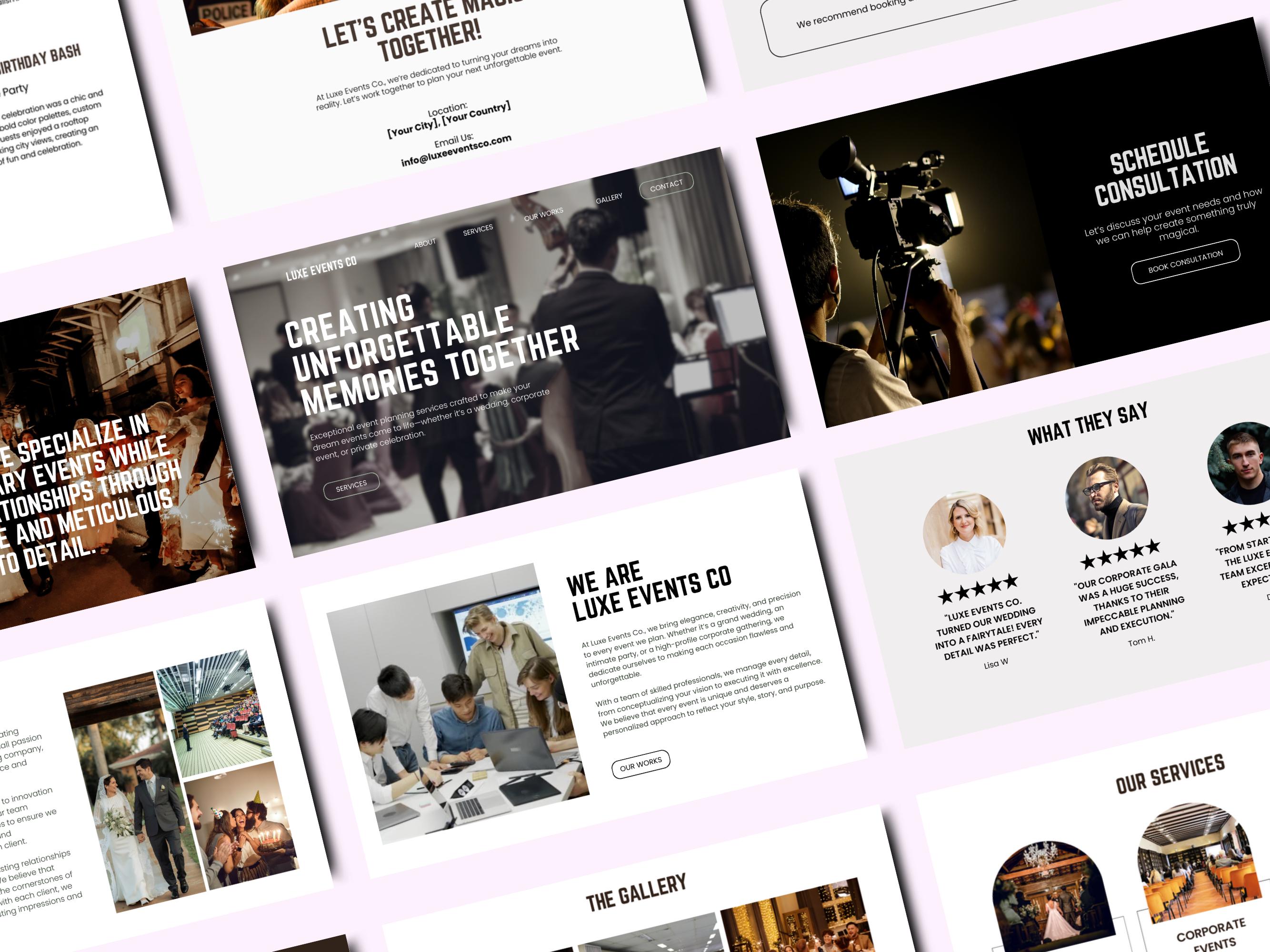 Event Planner Canva Website Template: Wedding & Event Organizer - Etsy