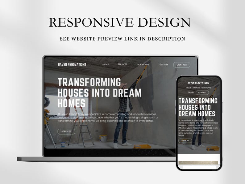 Home Renovation Website Template: Canva Template for Contractors and ...