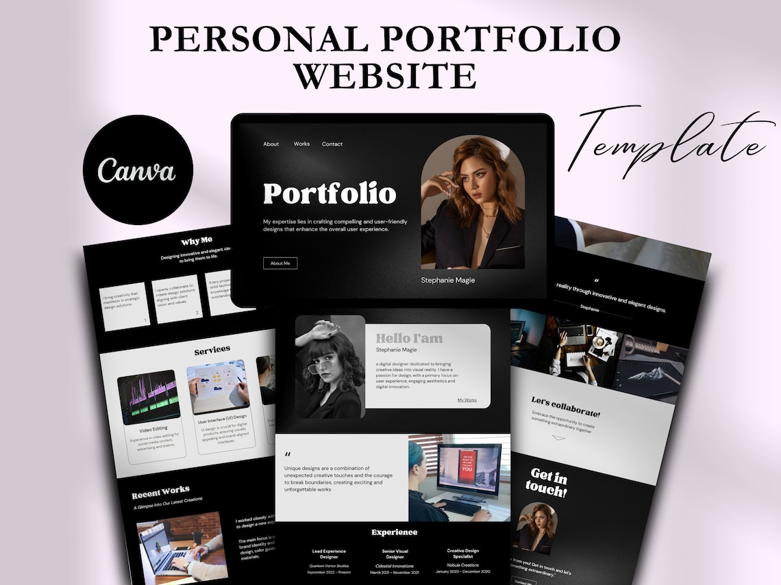 Personal Portfolio Website Template, Digital Designer Website Canva ...