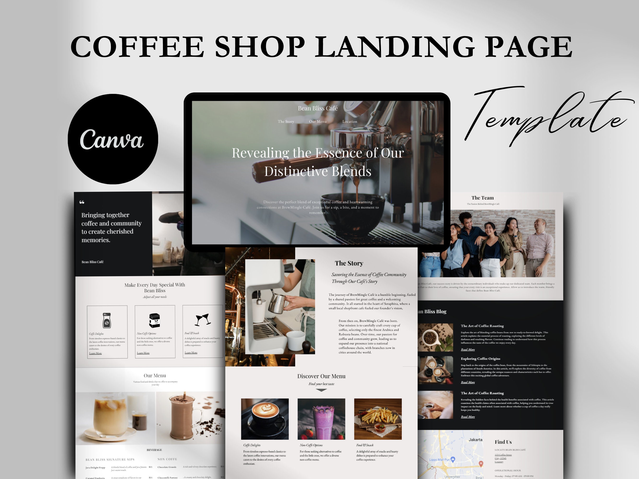 Cafe Website Template: Canva Landing Page for Coffee Shops ...