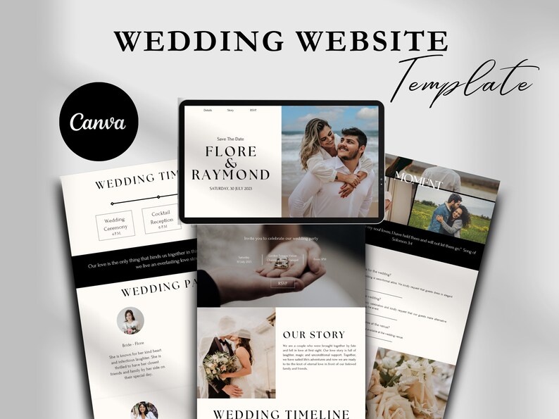 Wedding Website Canva Template, Aesthetic Design, Minimalist Wedding ...