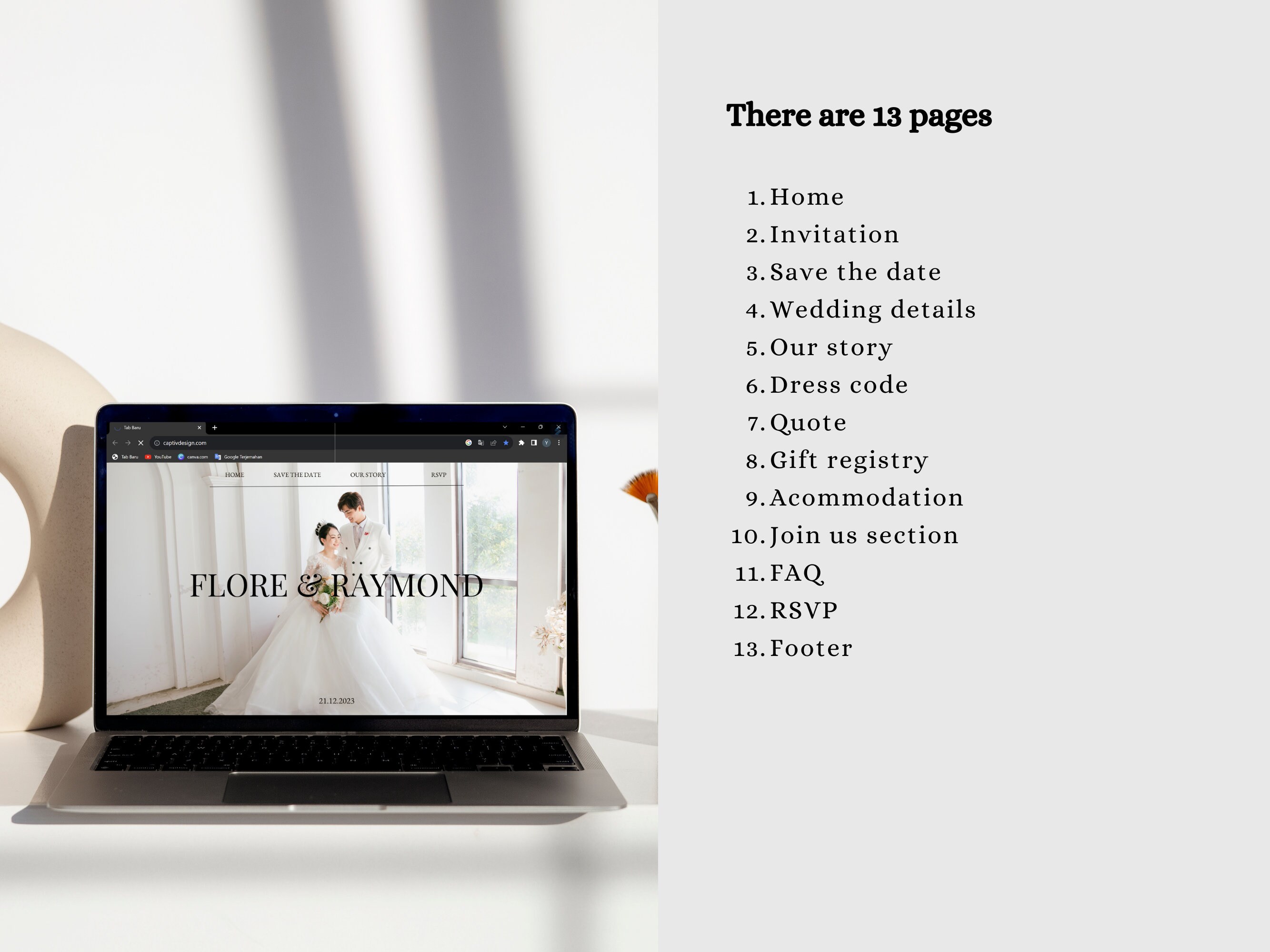 Wedding Website Canva Template, Minimalist Wedding Site, Digital ...