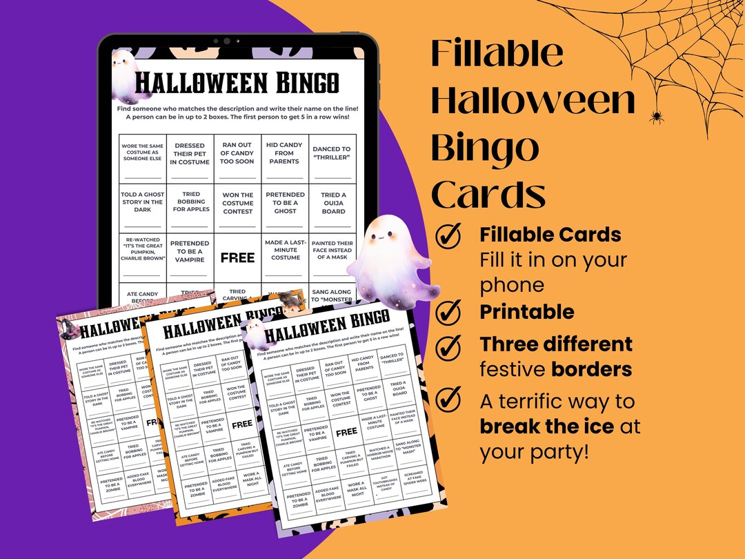 Halloween Bingo, Holiday Bingo, Icebreaker Bingo, Bingo Printable ...