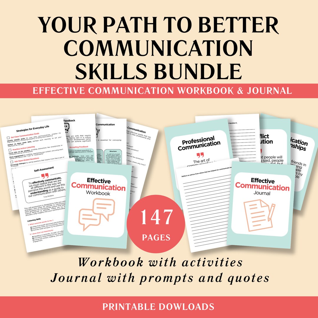 Effective Communication Skills Workbook and Journal, Therapy Worksheet ...
