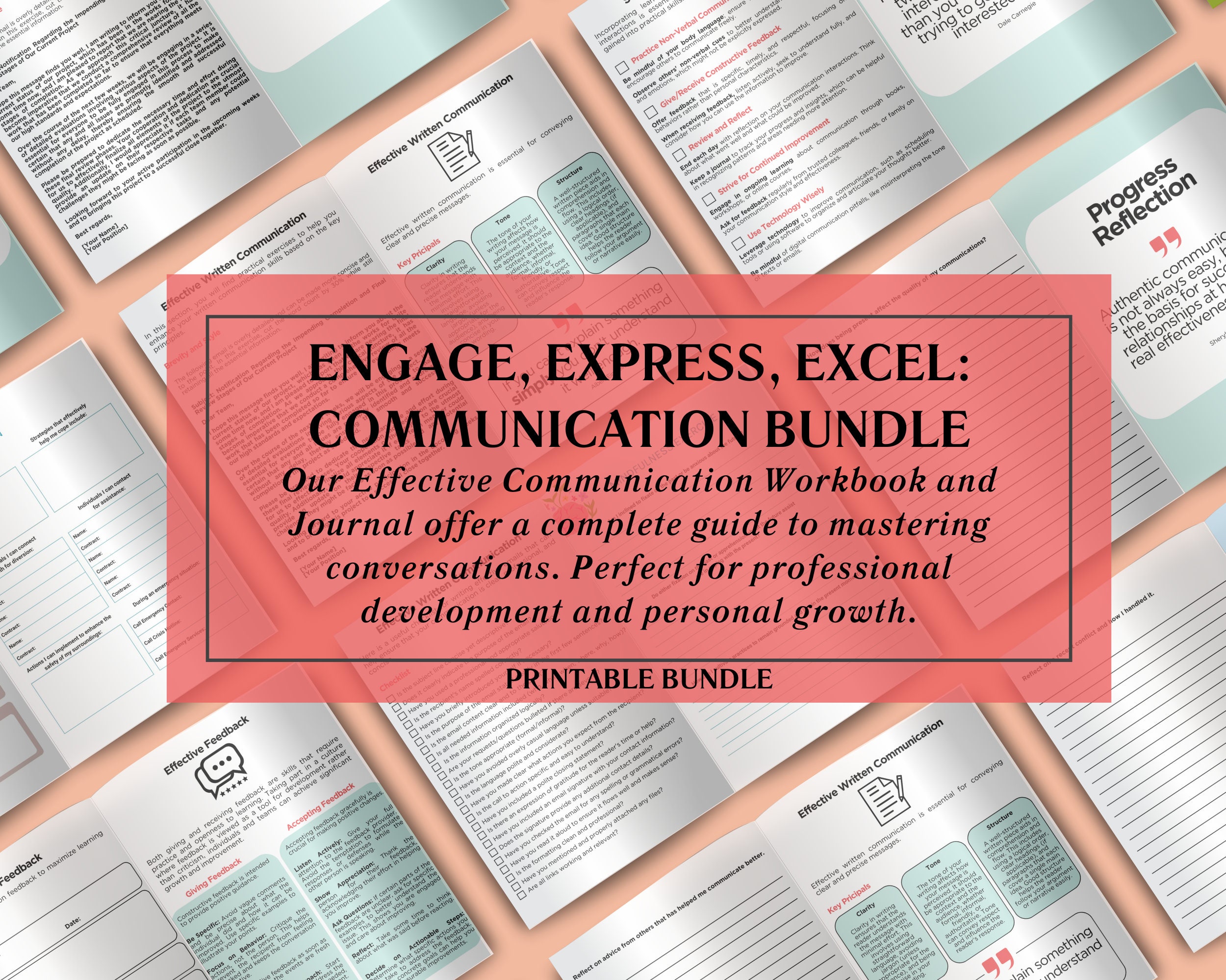 Effective Communication Skills Workbook and Journal, Therapy Worksheet ...