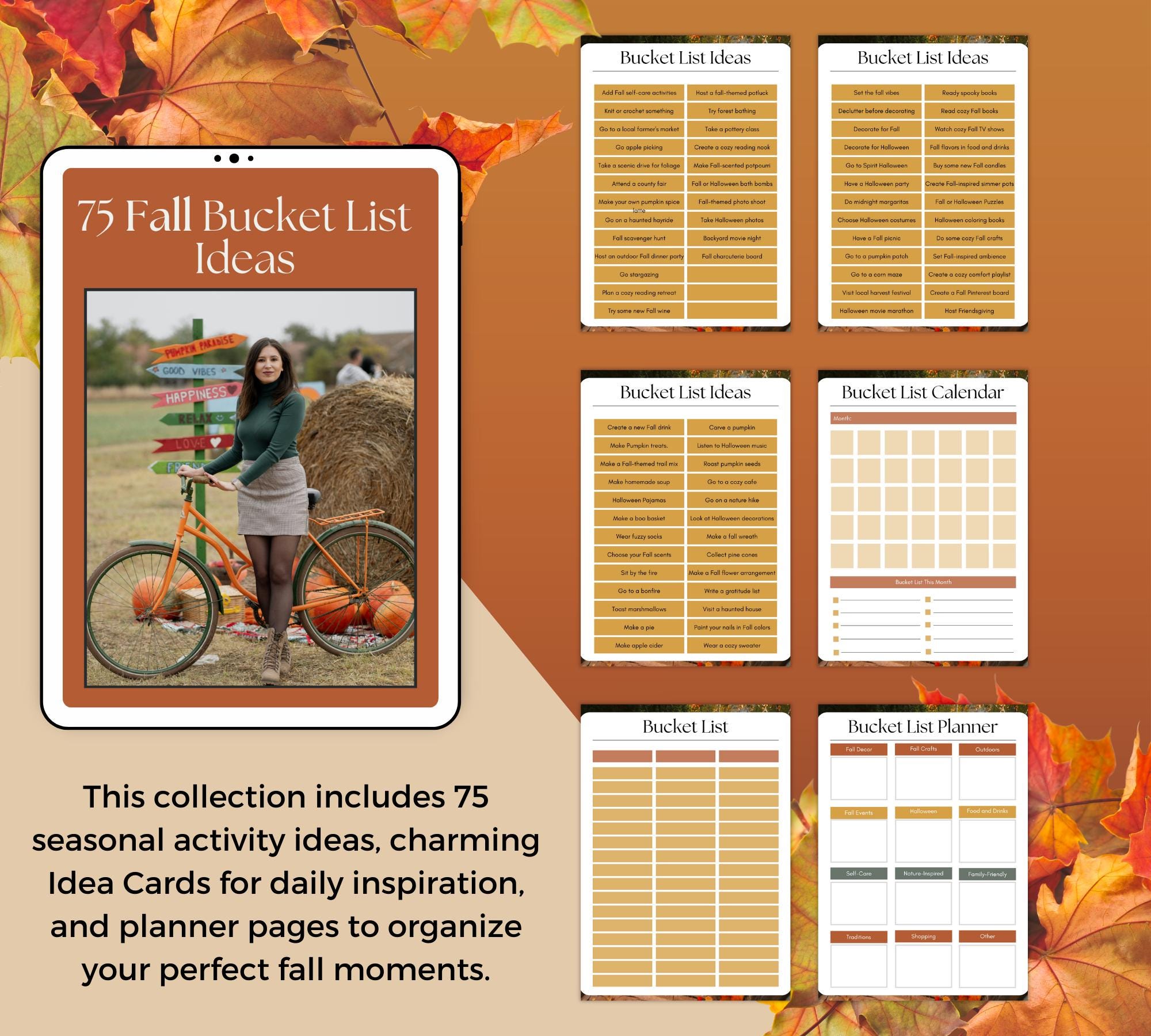 Fall Bucket List With Cards, Seasonal Bucket List, Autumn Bucket List ...