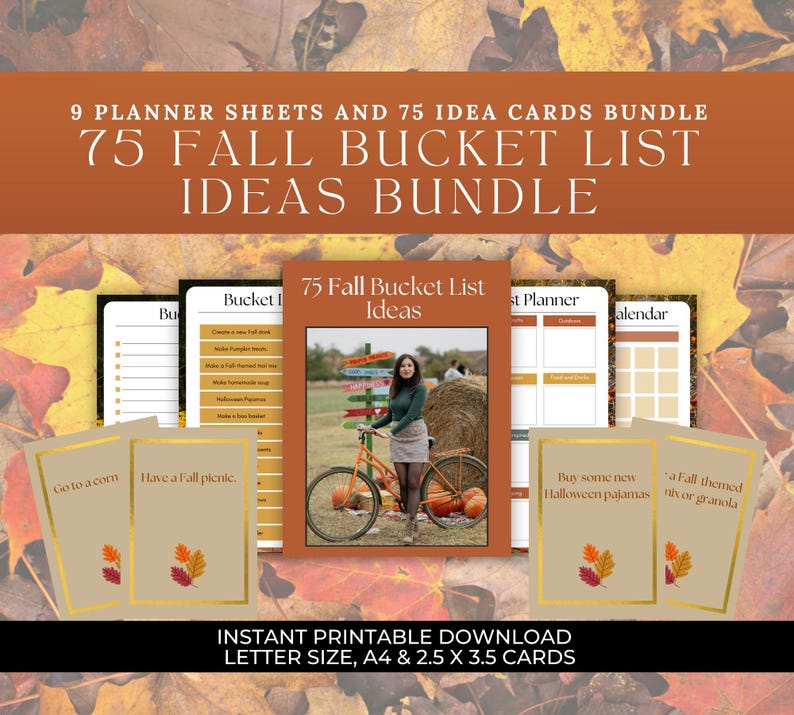 Fall Bucket List With Cards, Seasonal Bucket List, Autumn Bucket List ...